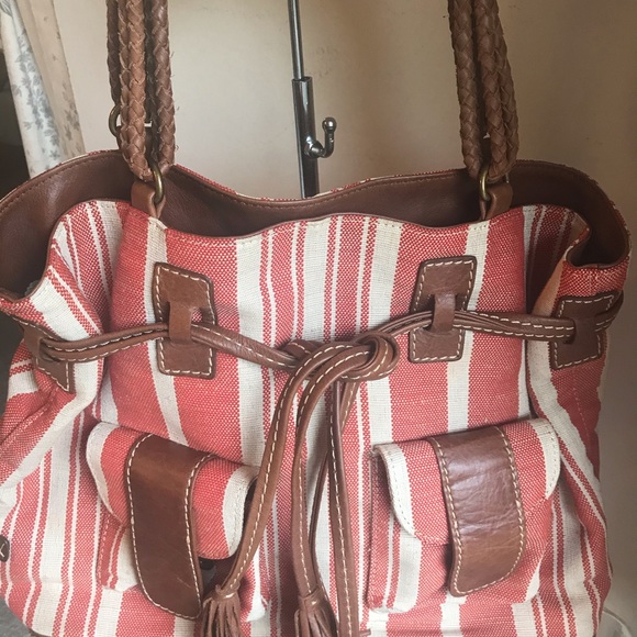 Mitzi Baker | Bags | Mitzi Baker Canvas And Leather Trimmed Bag | Poshmark